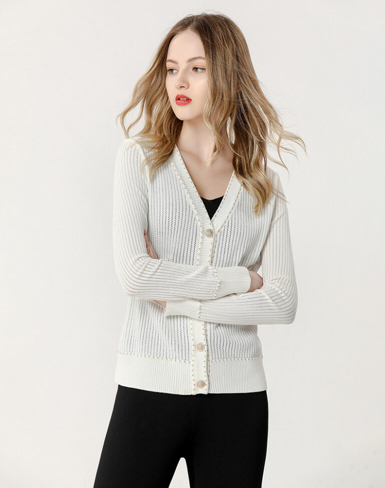 Button Down V Neck Sweater Knit Cardigan - Anvss.com